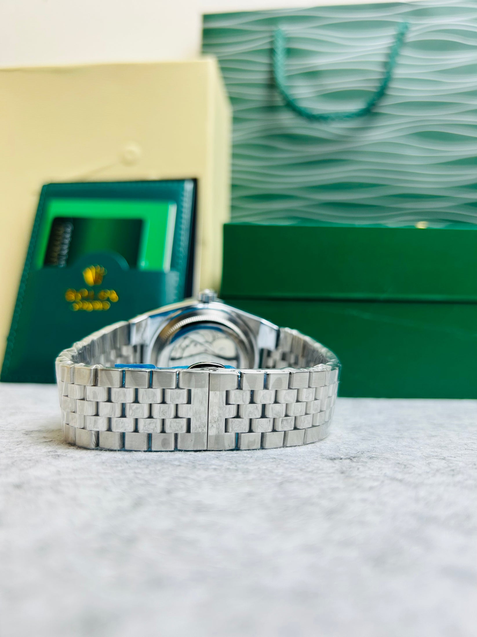Rolex Oyster Perpetual Land-Dweller watch with honeycomb motif dial